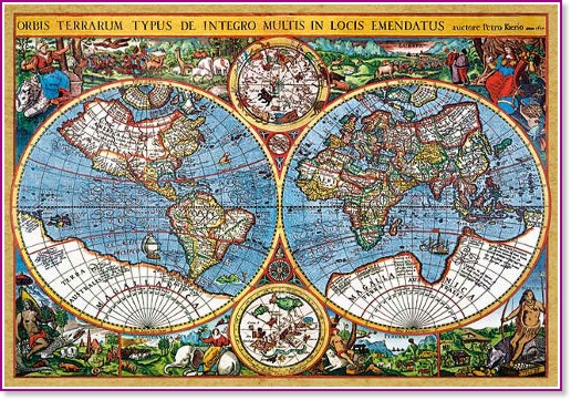 Старинна карта на света от 1607 г. - 里 пъзел - store.bg