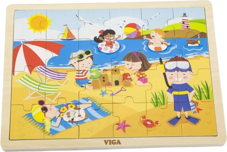 Дървен пъзел деца на море - store.bg